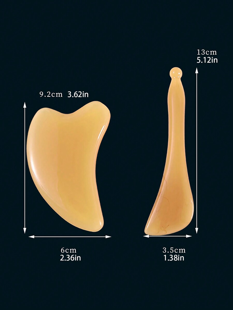 2pcs Imitation Horn Gua Sha Board & Pulling Bar Facial Resin Massager ...