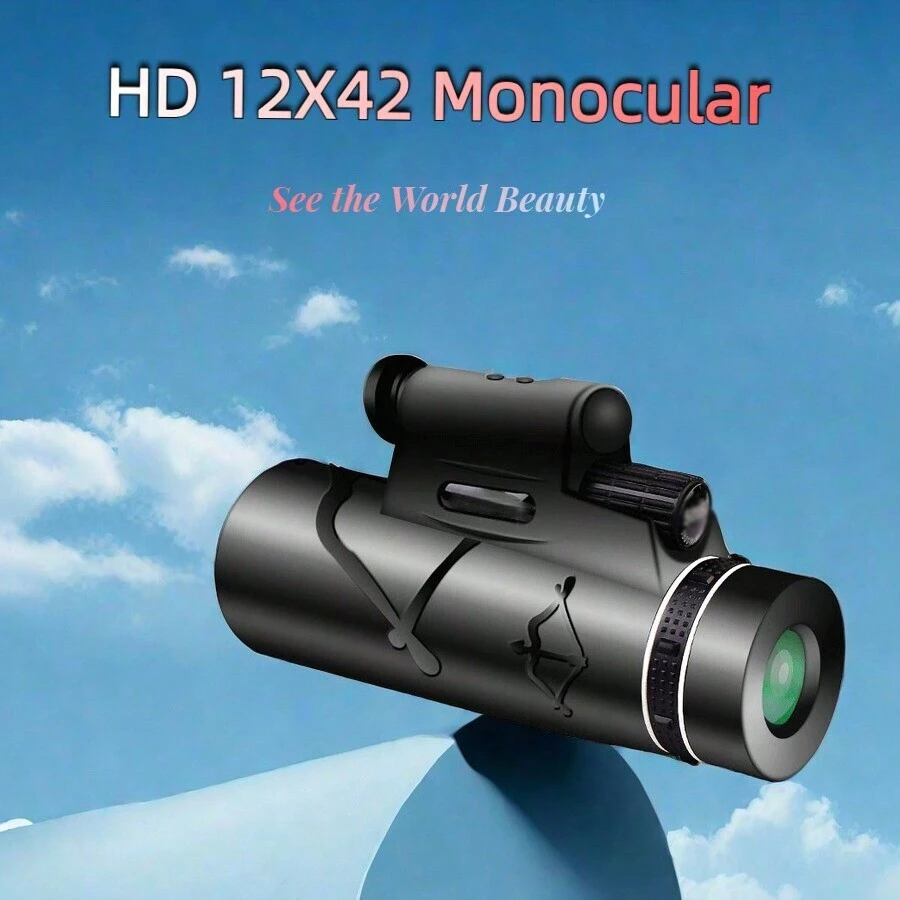12X42 Monocular Telescope With Light, BAK4 High Refractive Index Prism ...