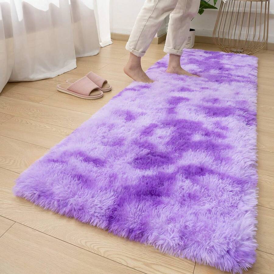 A Rectangular Plush Artificial Fur Rug In Starry Purple, Upgraded ...