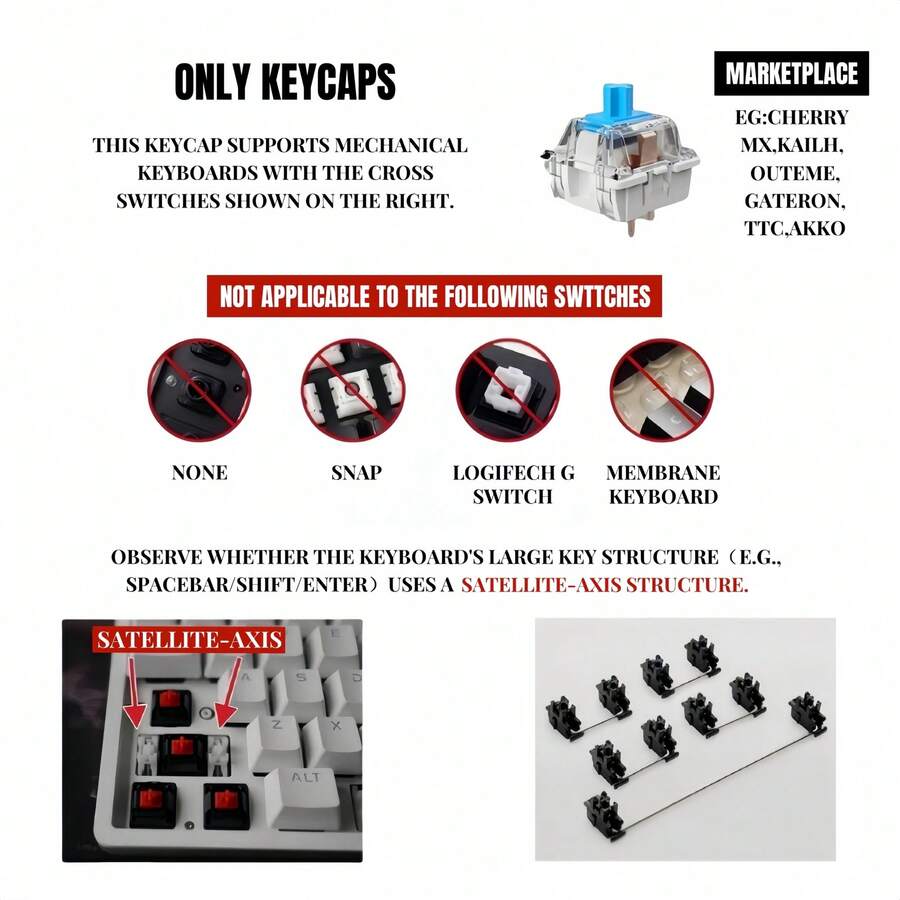 Wooting Industrial Style IM 5-Sides Dye-Sub PBT Keycaps With High Light Blocking Properties, 141 ...