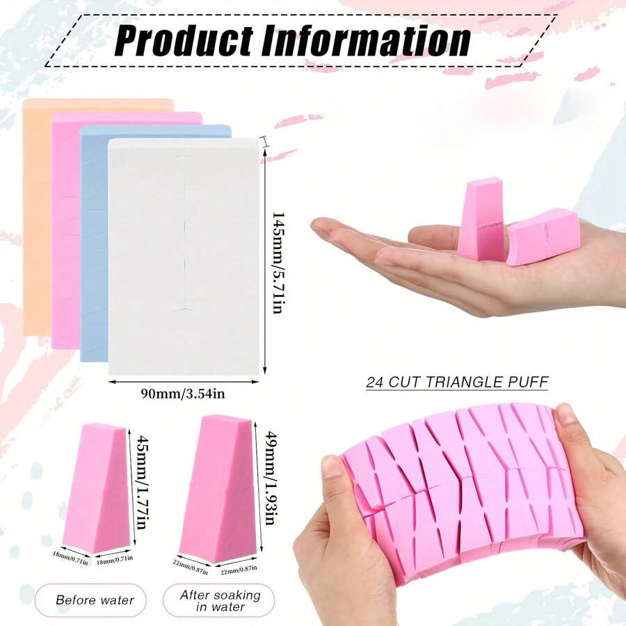 24pcs Soft Triangle Makeup Sponges - Odorless, Dual Purpose For Wet And ...