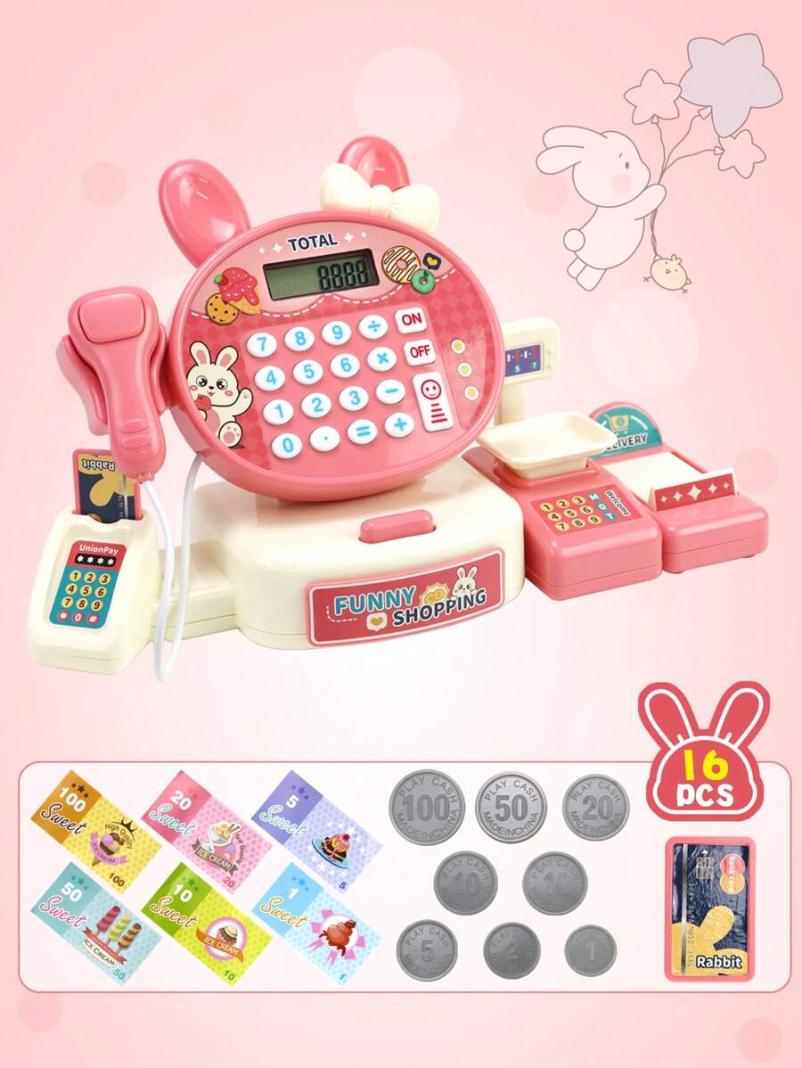 16Pcs Pretend Play Calculator Cash Register Toy, Classic Count Toy With ...