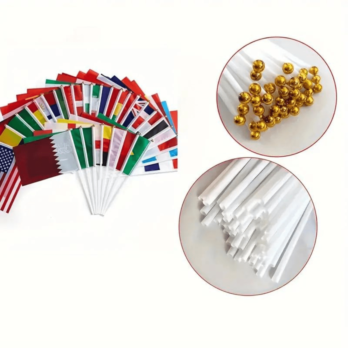 16 Pcs (8 Bases And 8 Flags) 2024 European Cup Small Flags Of Countries ...