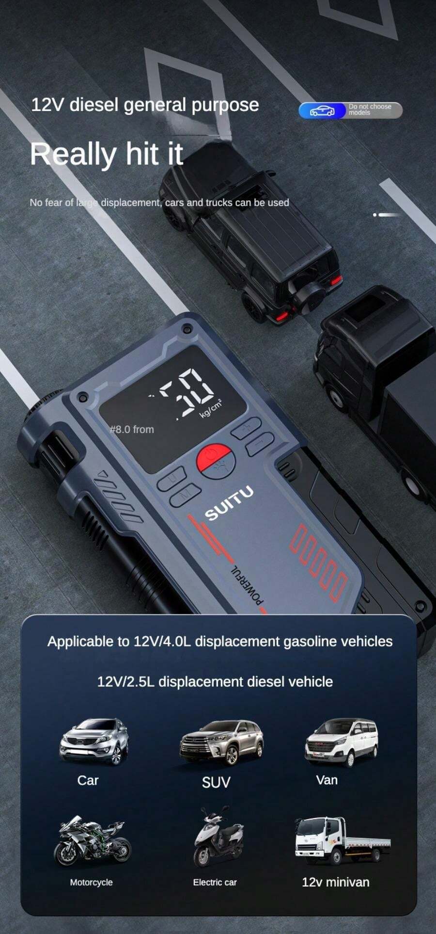 SUITU Auflufbare Auto Pumpe Notfall Stromerzeuger Multifunktions-Gerät ...