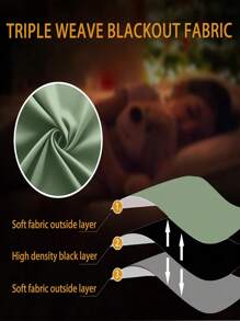 2pcs Light Green High Precision Solid Color Pole-Through Curtains For ...