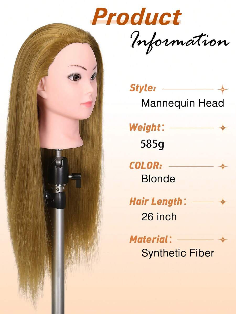 26 Inch Slicked Back Synthetic Hair Teaching Head Cosmetology Mannequin ...