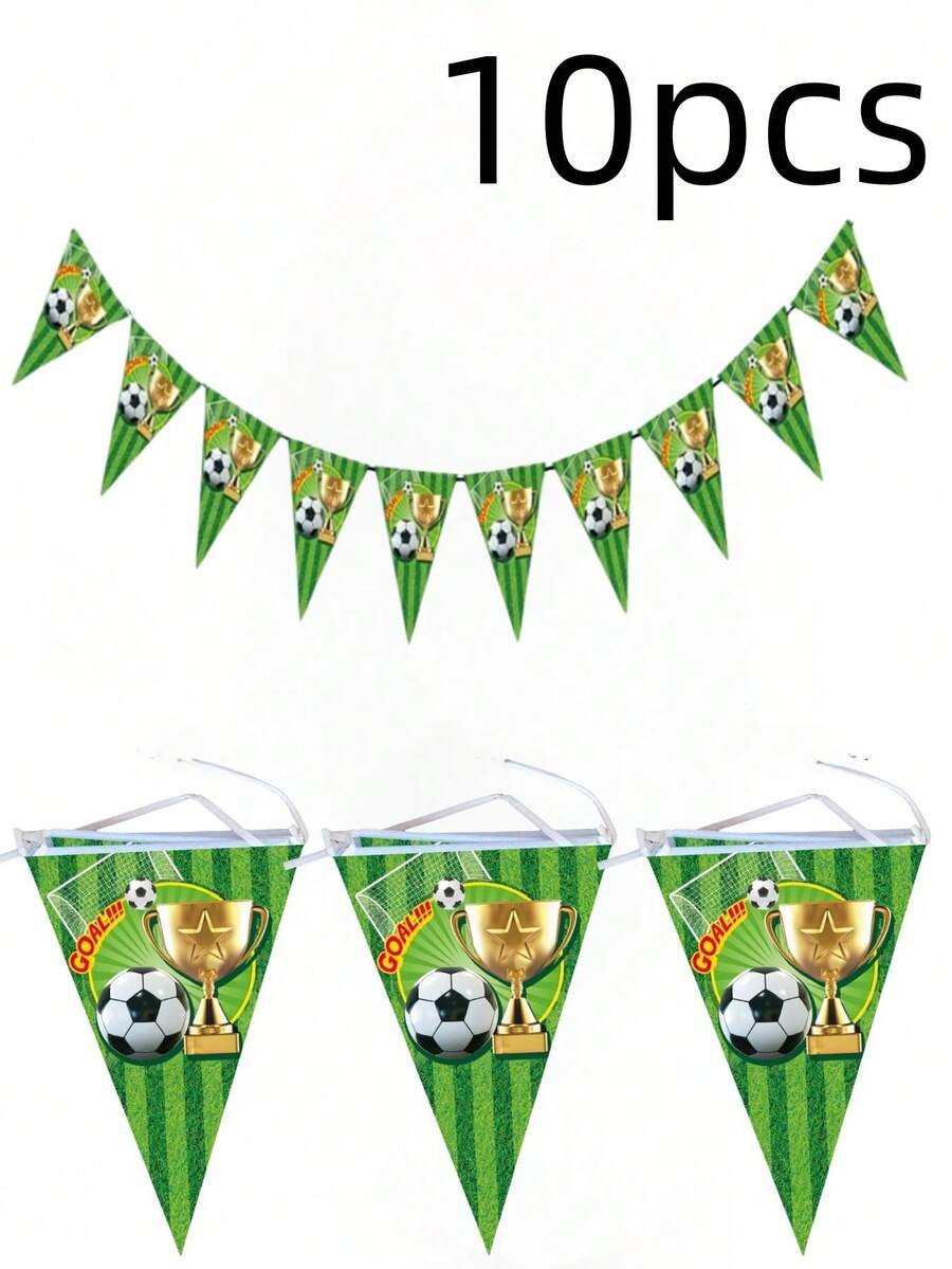 10pcs Soccer Pennant Flag, Soccer Theme Party Background, Soccer Flag ...