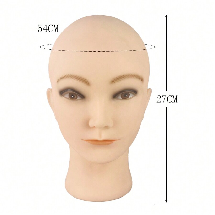 Female Model Head Mannequin With Cap And PVC Bald Head Wig For Makeup ...