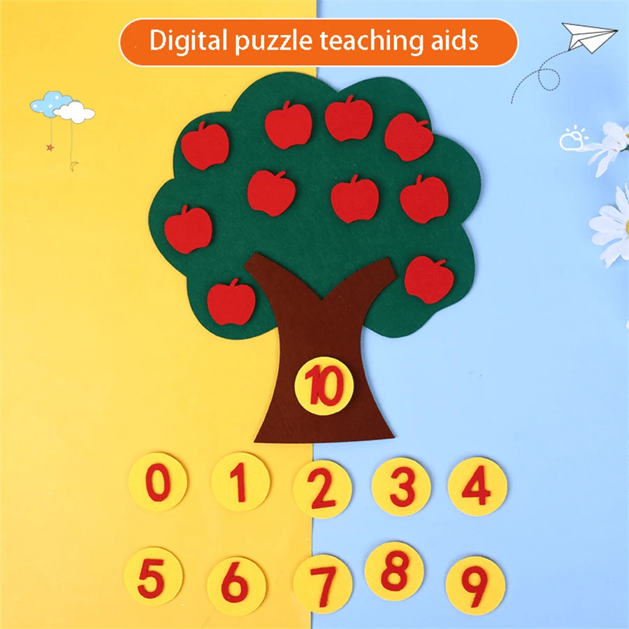 Apple Tree Learning Numbers Felt Board For Toddlers, Counters For Kids ...