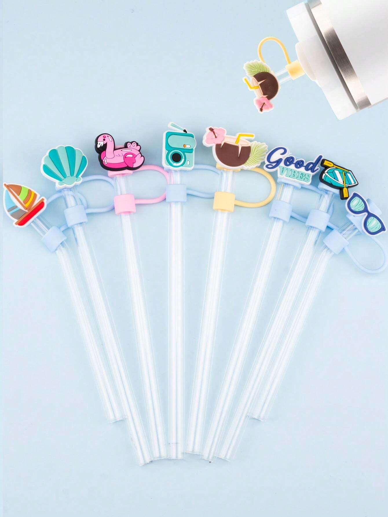 9pcs 10mm/0.4in Straw Covers Cap For Cup Straw Accessories, Cute Straw ...