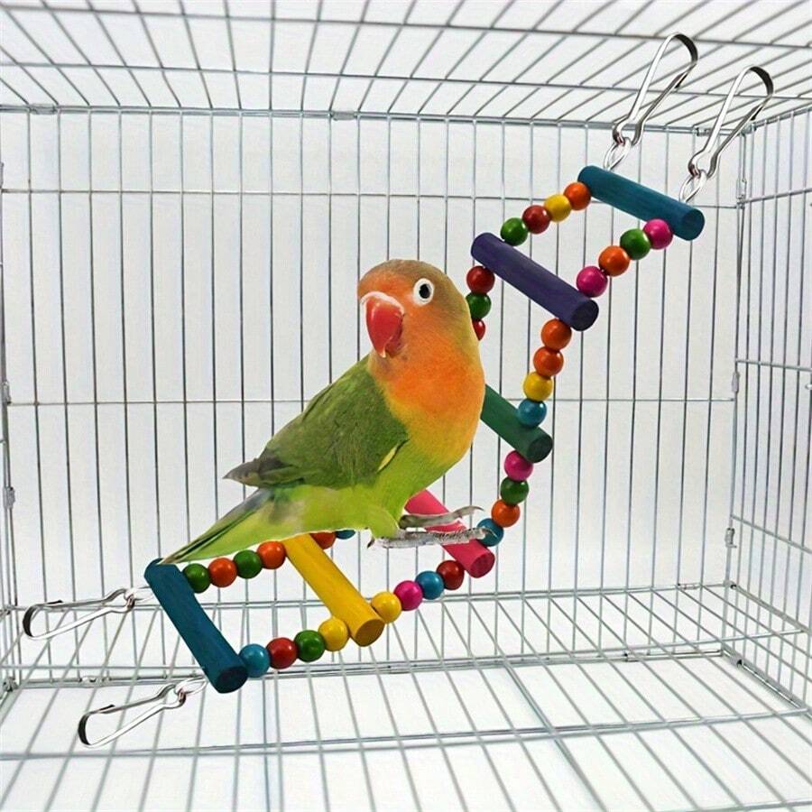 Parrot Toy 5 Ladder Bird Climbing Stairs Chew Toy Parrot Swing Stand ...