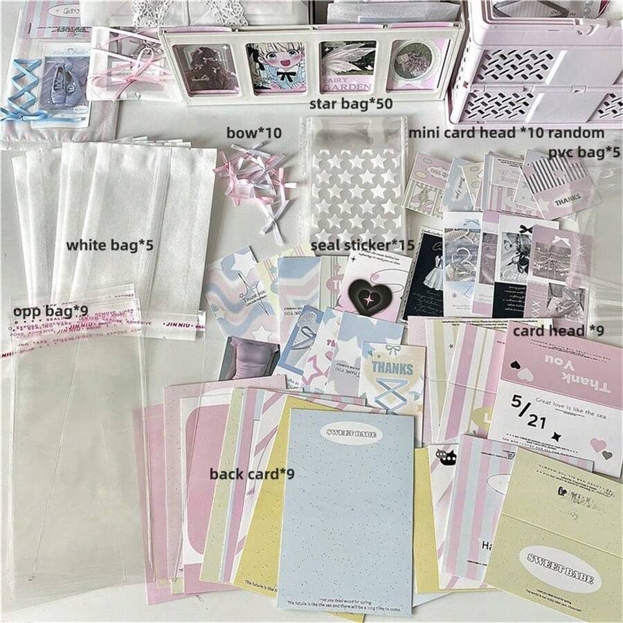 Aestheic Card Head + Card Back + Opp Bag + Sealing Sticker + Bow Photo ...