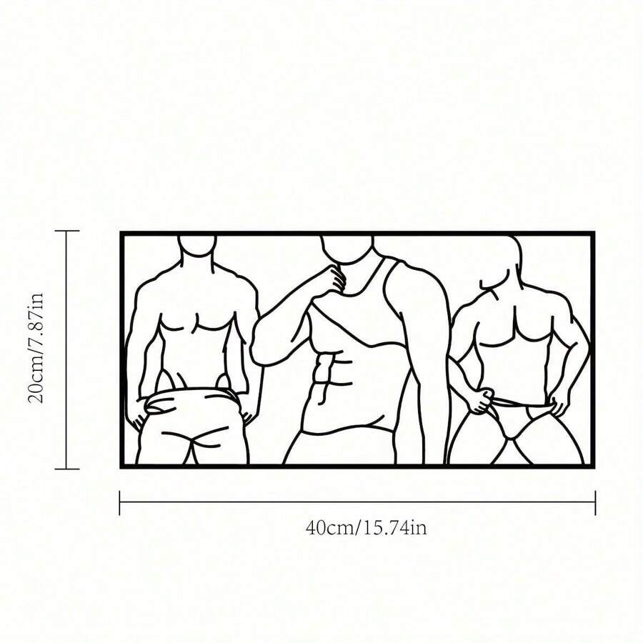 1pc Modern Male Body Lines Metal Wall Art Decor Black Wall Hanging