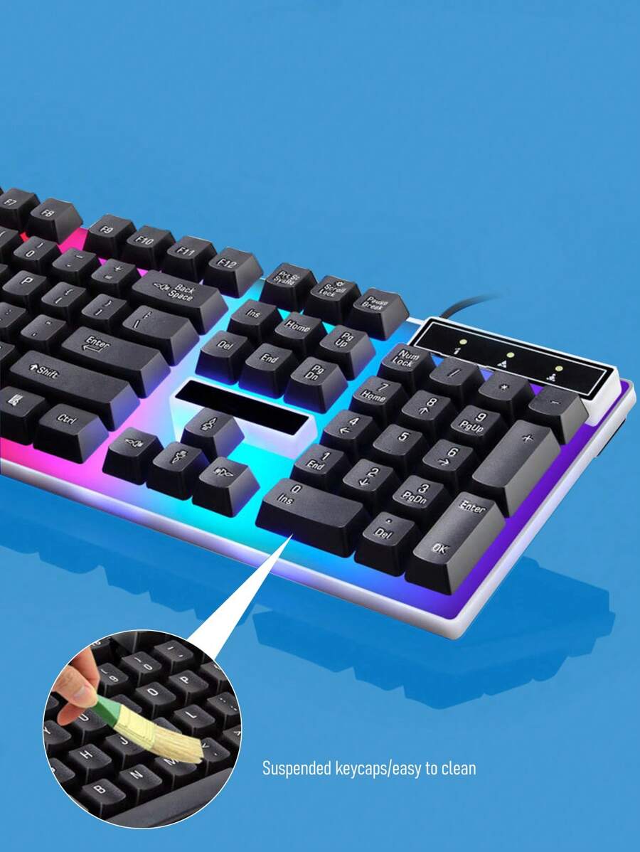 Gammingmaxx G21B Wired 7-Color Backlit Gaming Keyboard For Office, Home ...