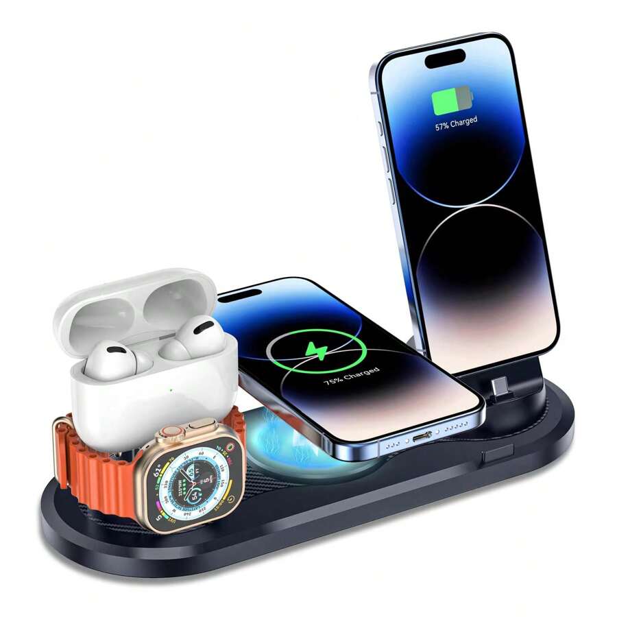 4-In-1 Wireless Charging Station For Phone, Earphones And Watch, 15W, Compatible With IPhone ...