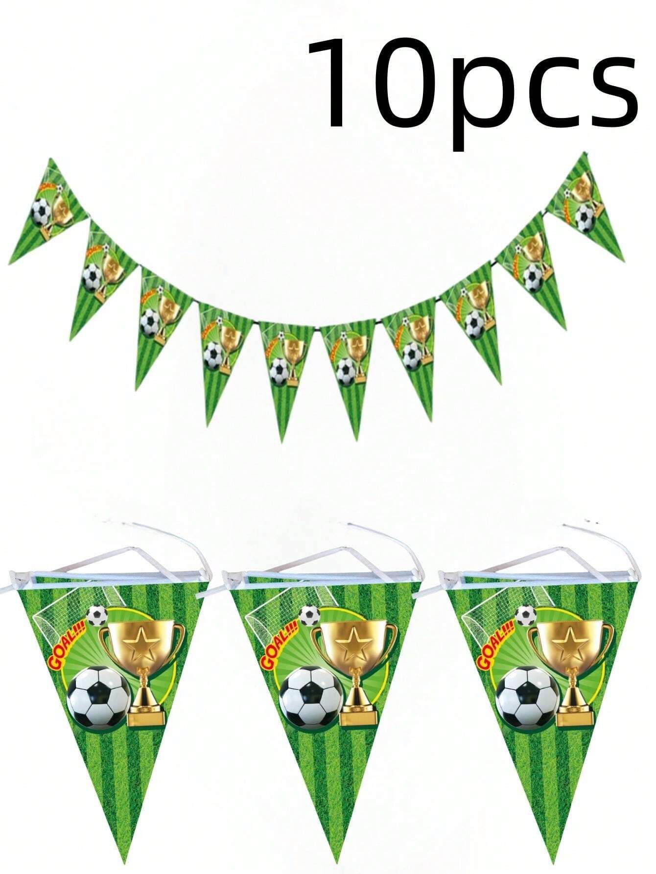 10pcs Soccer Pennant Flag, Soccer Theme Party Background, Soccer Flag ...