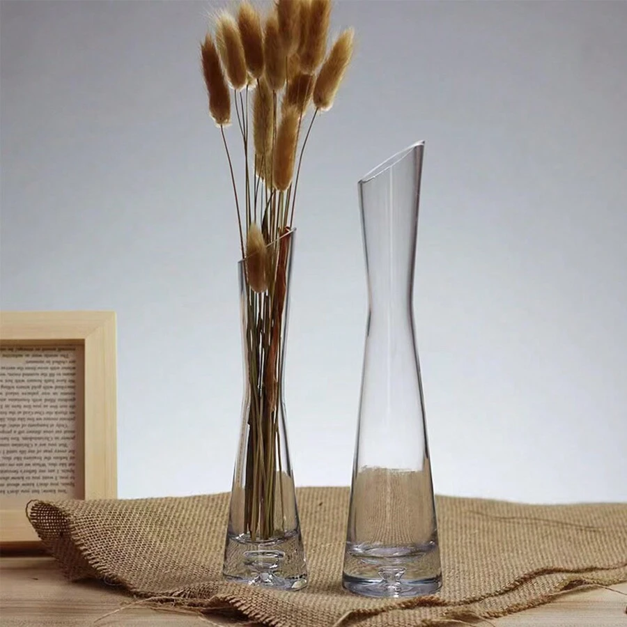 1pc Clear Glass Mini Vase With Single Flower Holder Home Decoration ...
