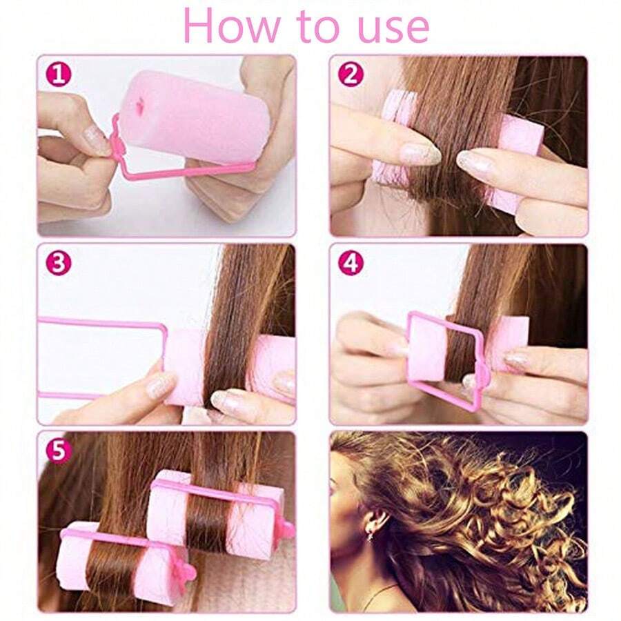 1set Random Color Heatless Sponge Curlers, Hair Rollers Styling Tools ...