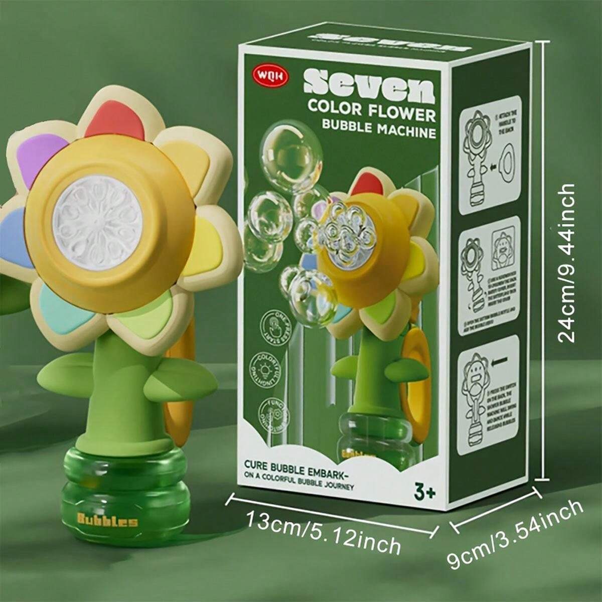 Seven-Color Flower Shaking Head Bubble Machine, Automatic Rotating ...