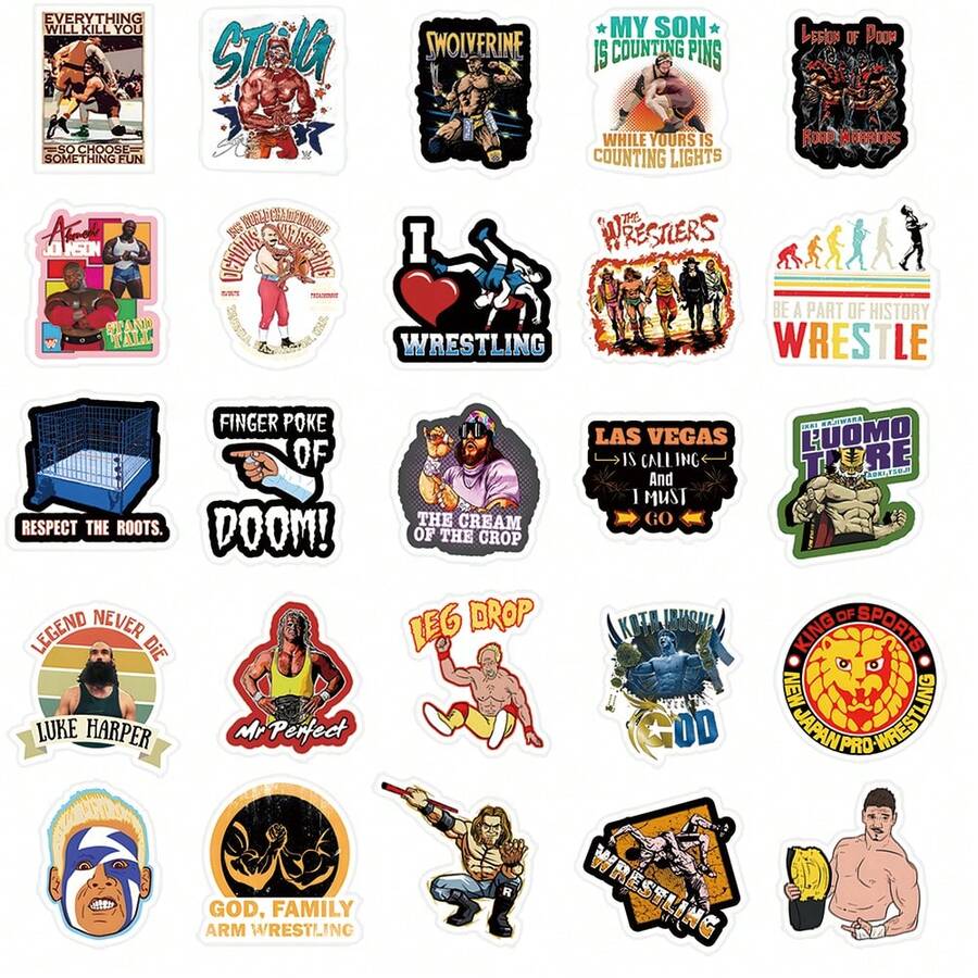52pcs Wrestling Sticker Pack I Cartoon Cute Children & Teenagers Reward ...
