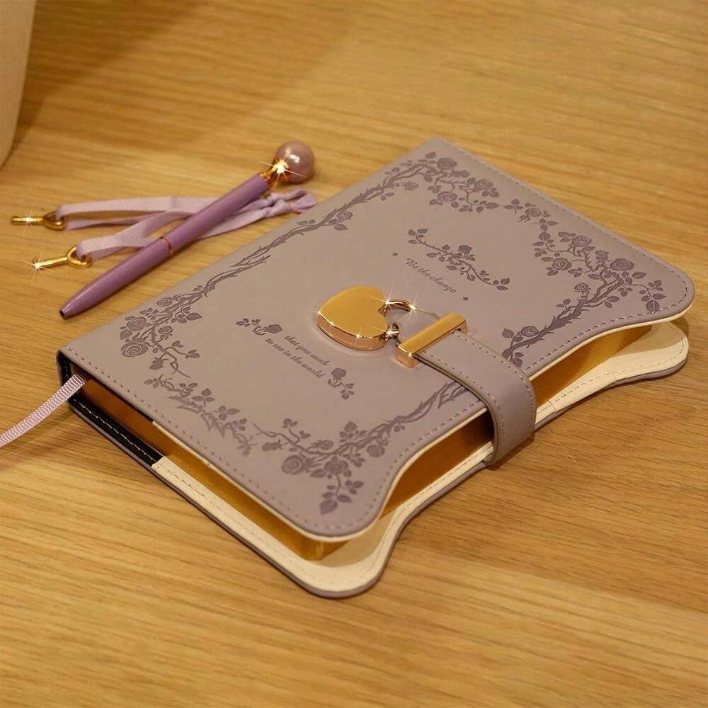 1PC Diary With Lock And Keys For Girls Gift Ideas, 360 Gold Edged Pages ...