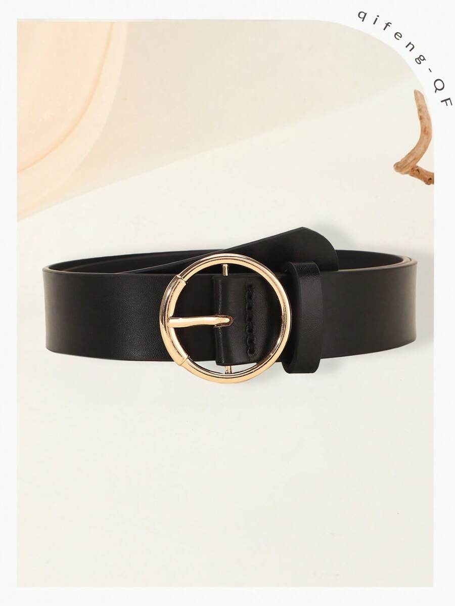 1pc Gold-Color Round Buckle Fashion Versatile Business Suit Skirt Belt ...