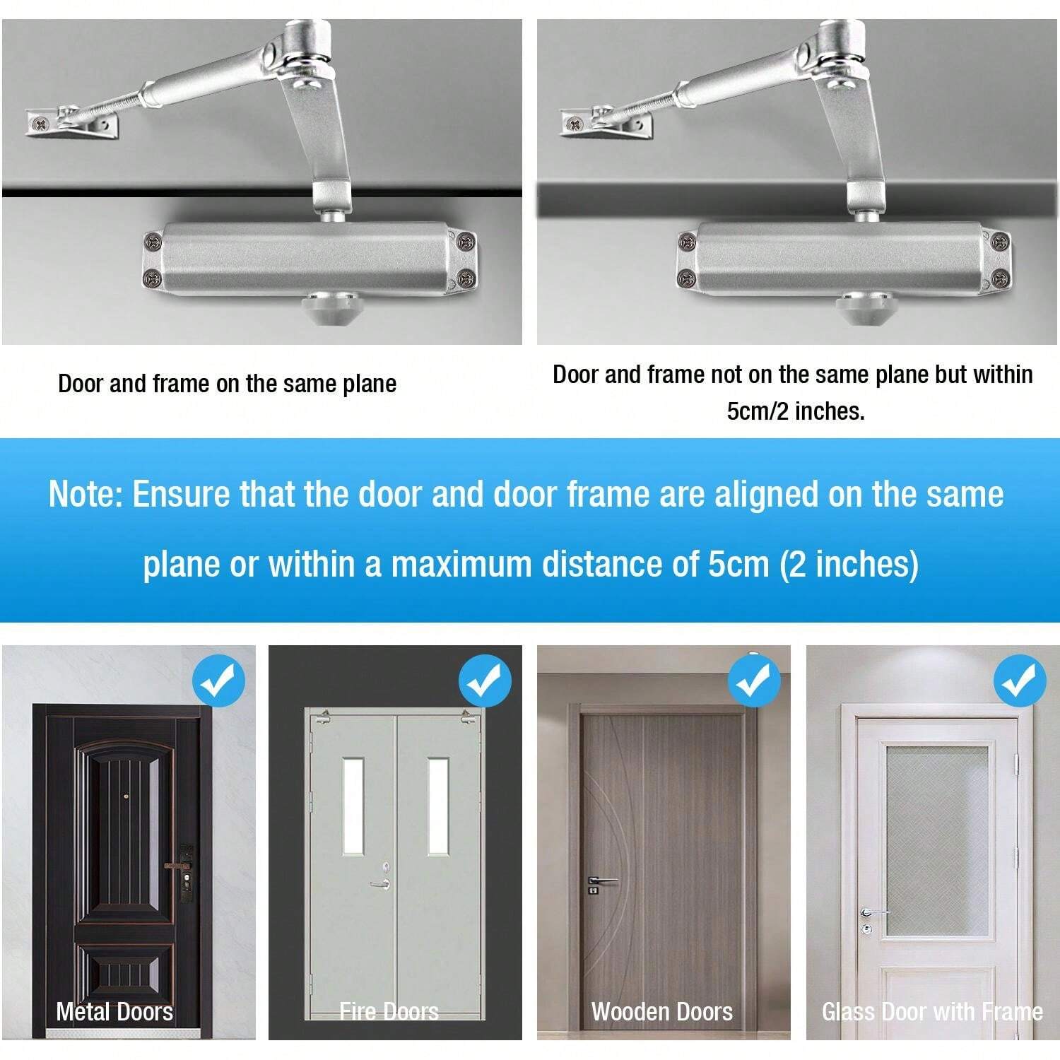 Automatic Adjustable Door Closer With Easy Installation Instruction ...