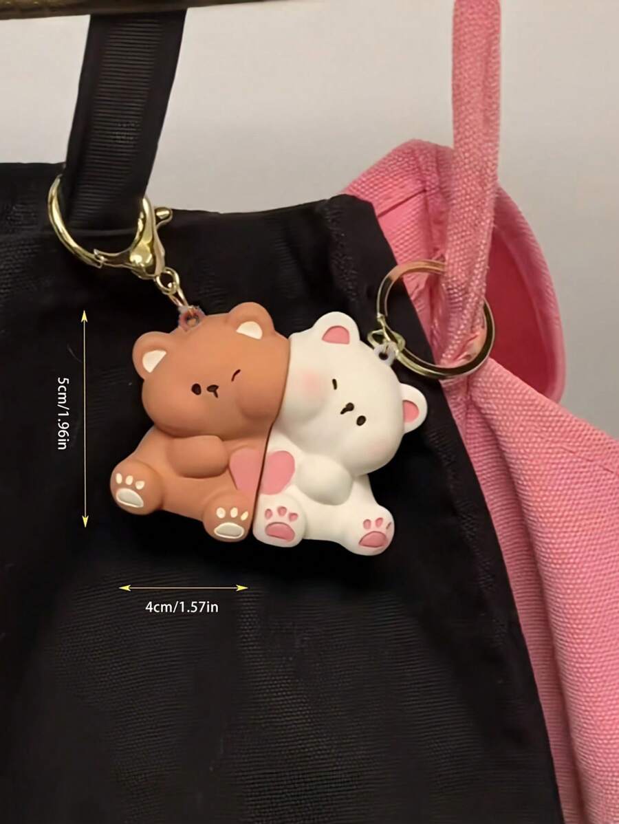 Resin Cute Cartoon Bears Magnetic Keychain Pair - Love Couple Keyring ...