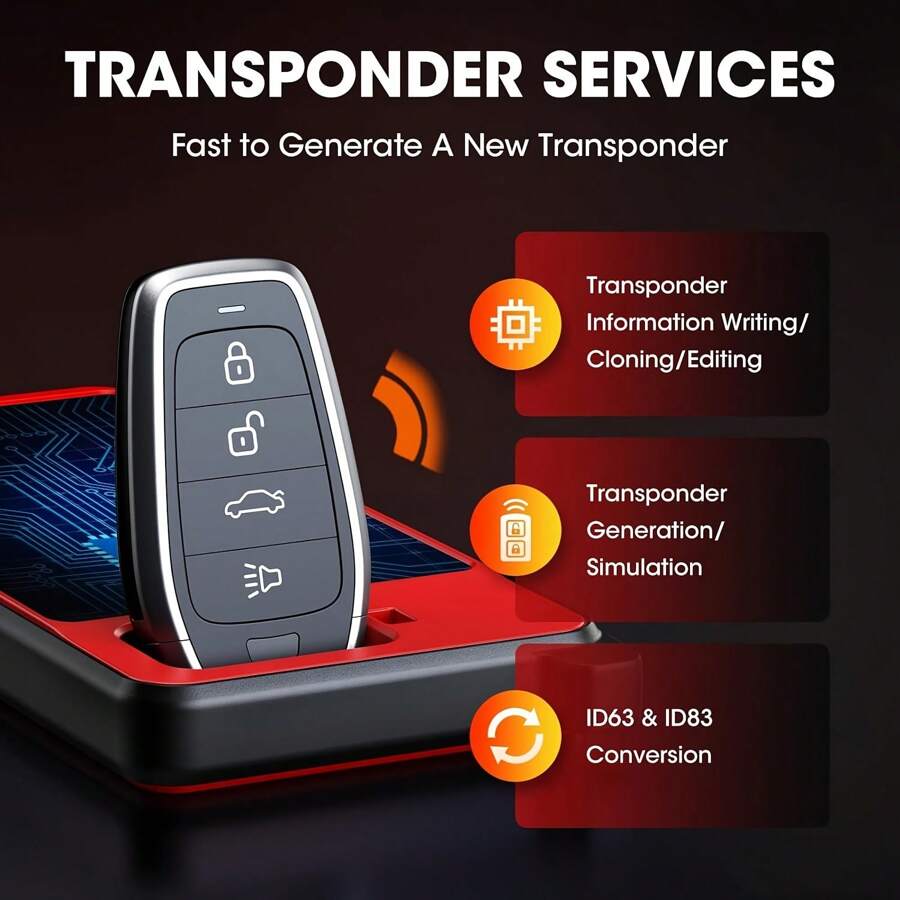 Autel MaxiIM KM100E Key Programmer, 2024 Key Fob Programming Tool, Transponder Chip Functions ...