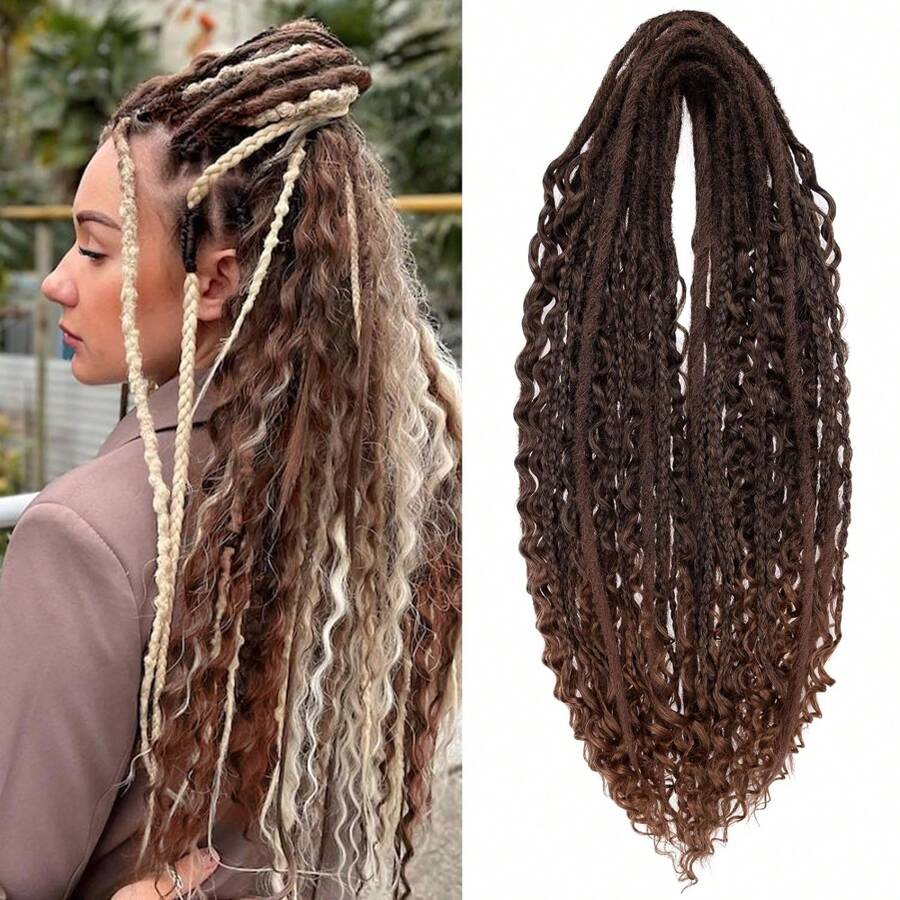 Extensiones sintéticas de rastas de doble extremo de 24 pulgadas, set ...