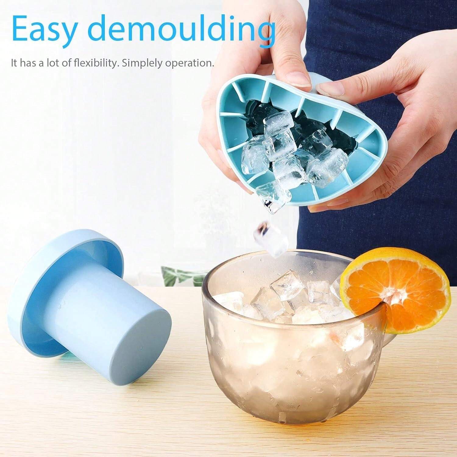 Mini Round Ice Cube Tray With Lid, Cylinder Shaped Ice Cube Mold, Easy ...
