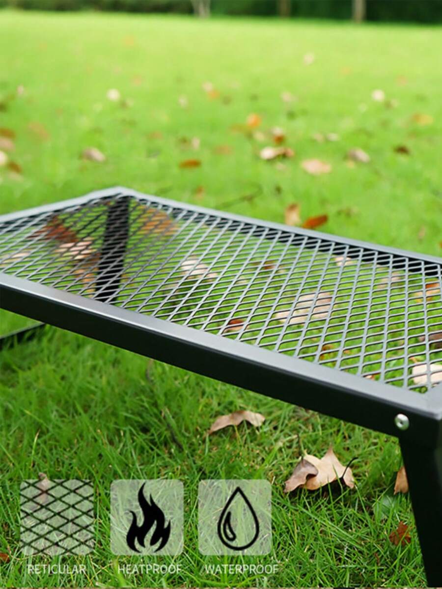 One Black Outdoor Folding Mesh Table, Camping Portable Waterproof ...