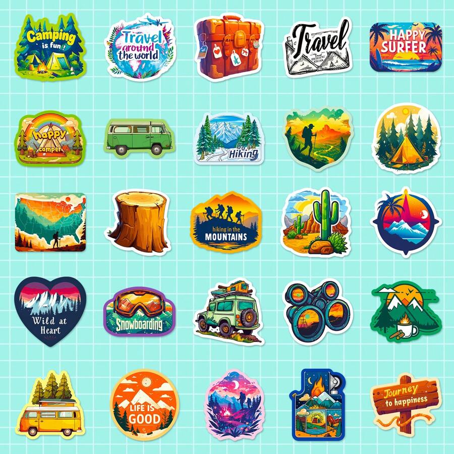 50Pcs Outdoor Adventure Stickers, Spring Vinyl Waterproof Stickers For ...