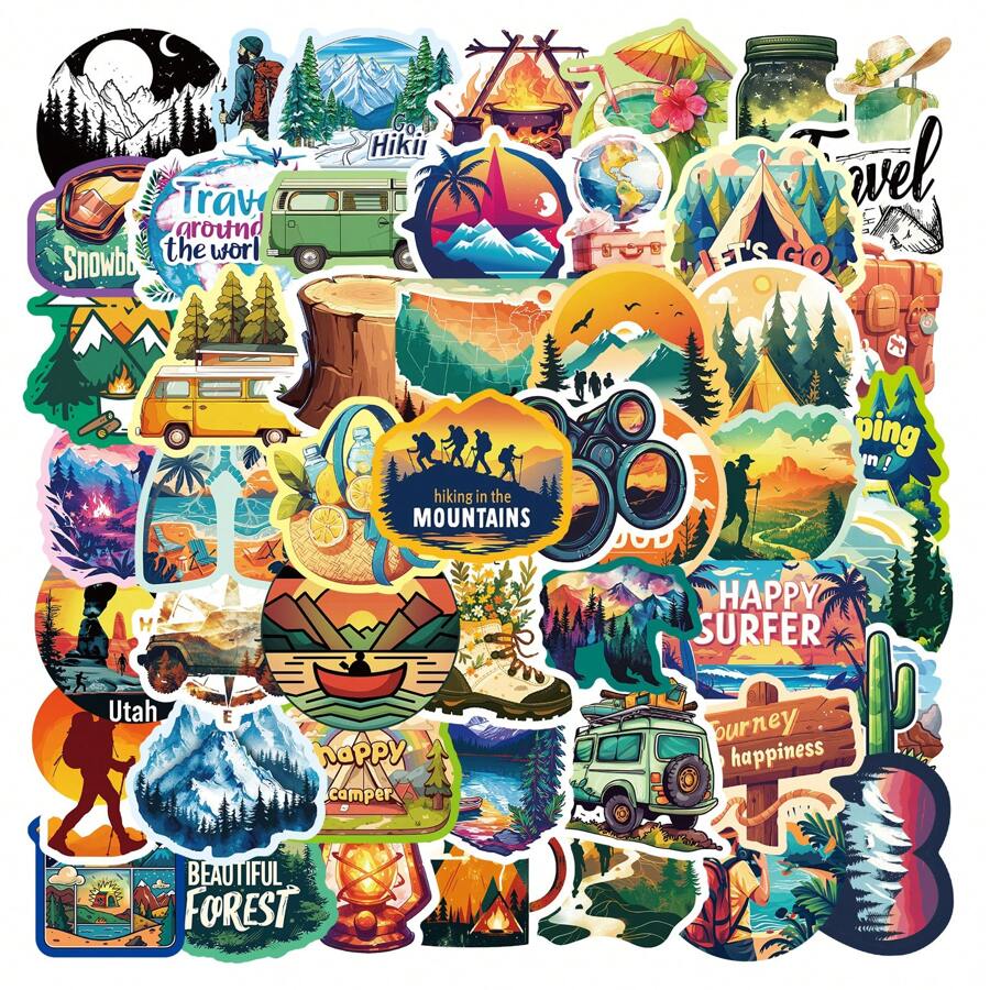50Pcs Outdoor Adventure Stickers, Spring Vinyl Waterproof Stickers For ...