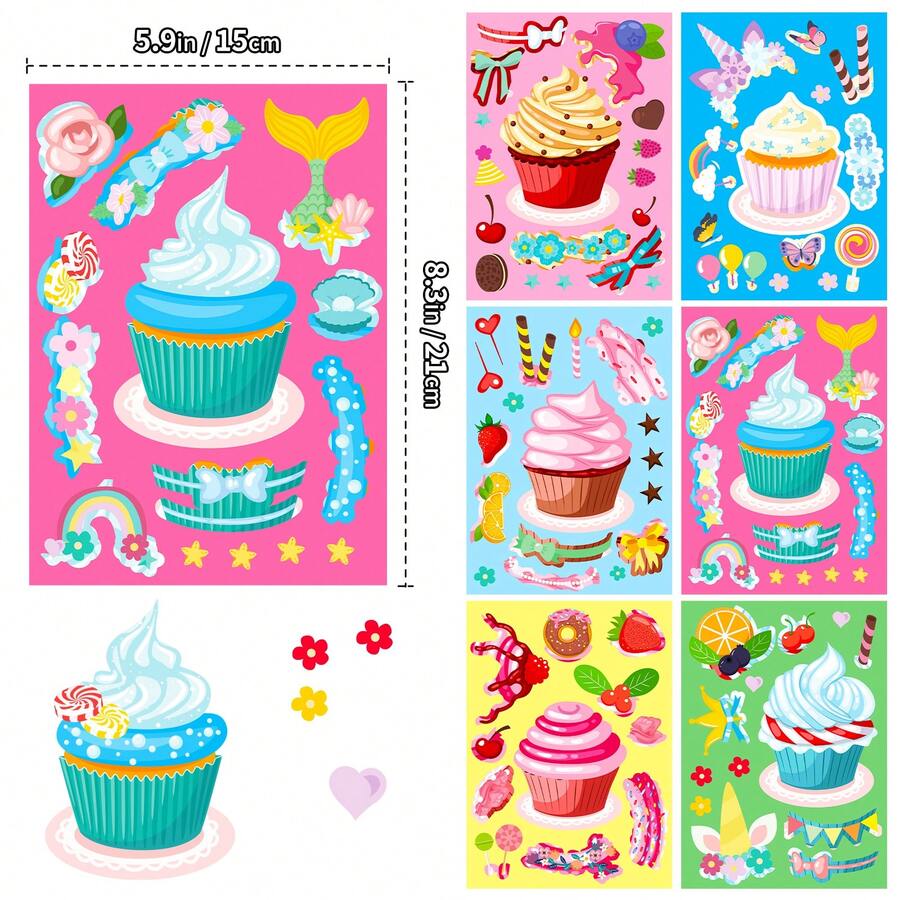 12 Sheets Dessert Stickers Make Your Own Puzzle Stickers, Cute Make A ...
