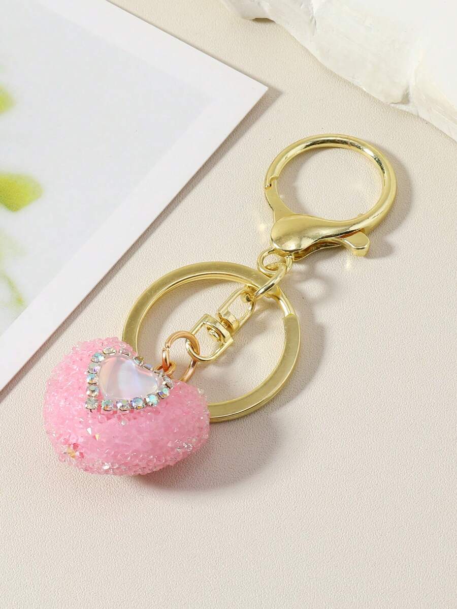 Zinc Alloy Double-Sided Heart-Shaped Keychain With Diamond Inlays ...