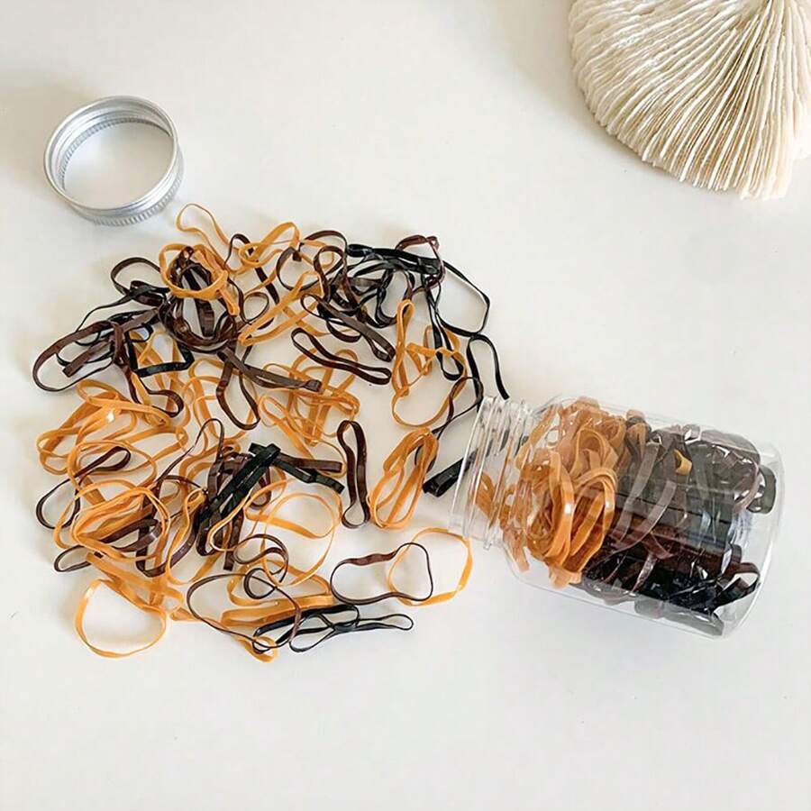 100pcs Coffee Ombre Color Disposable Small Elastic Hair Bands With High ...