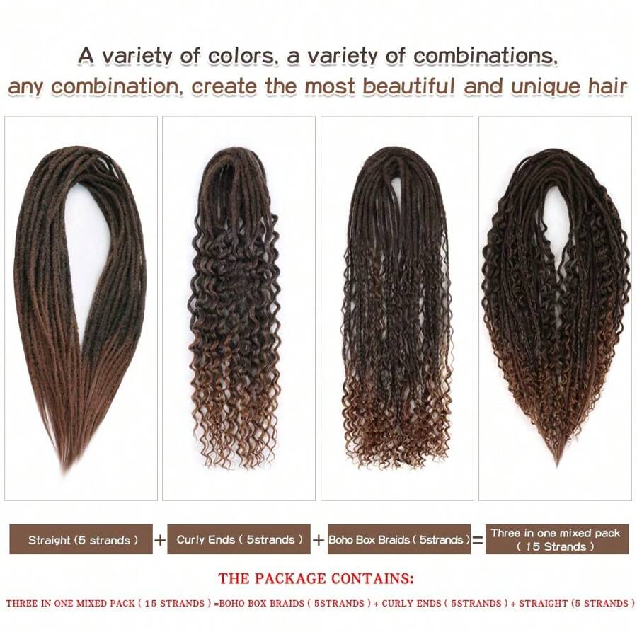 Synthetic Double Ended Dreadlock Extensions 24 Inch 3 In 1 Mixed Set ...