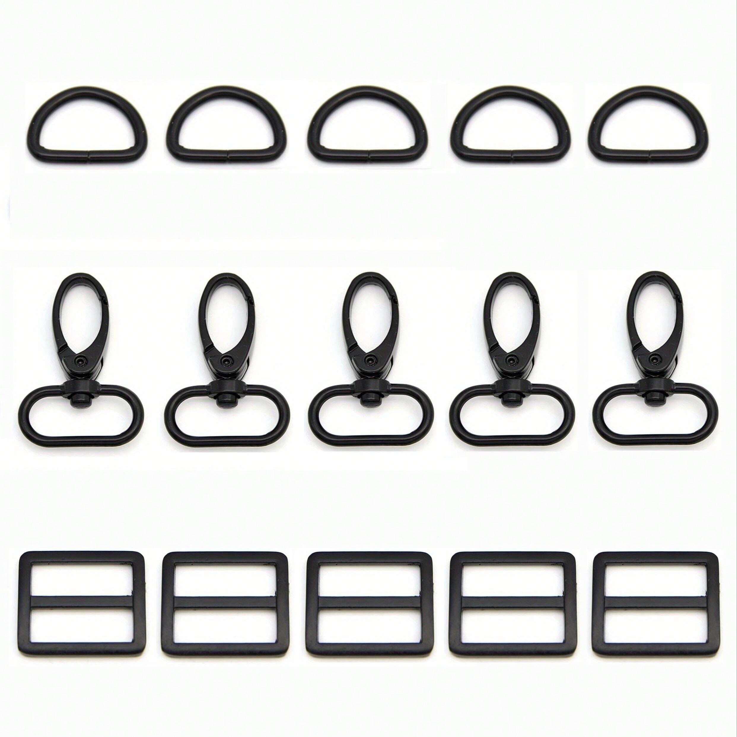 15Pcs Metal Swivel Snaps Hooks With D Rings And Tri-Glides Slide ...