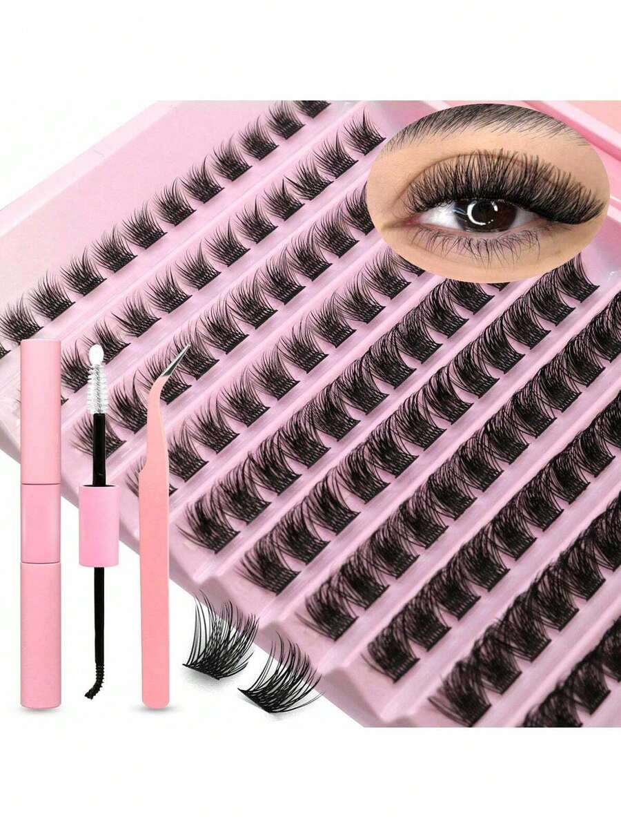 GROINNEYA Lash Clusters Kit With Waterproof Strong Hold DIY Lash ...