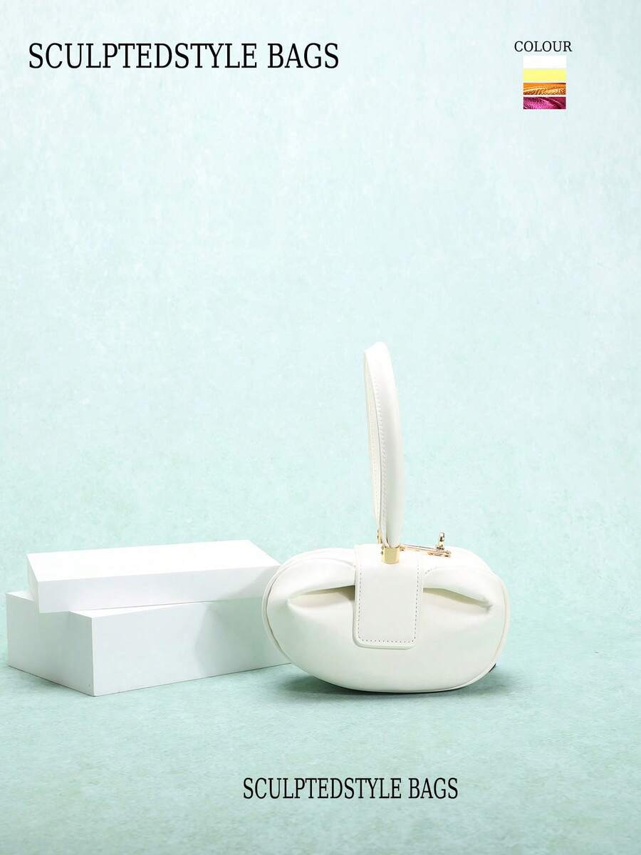 SCULPTEDSTYLE BAGS Solid Color PU Apple Shaped Bag, Fashionable Rolled ...