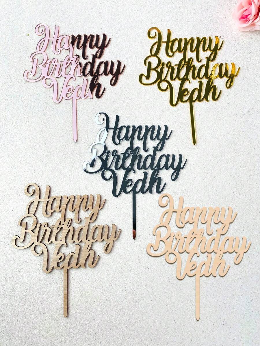 Personalized Happy Birthday Cake Topper Custom Name Acrylic Unique ...