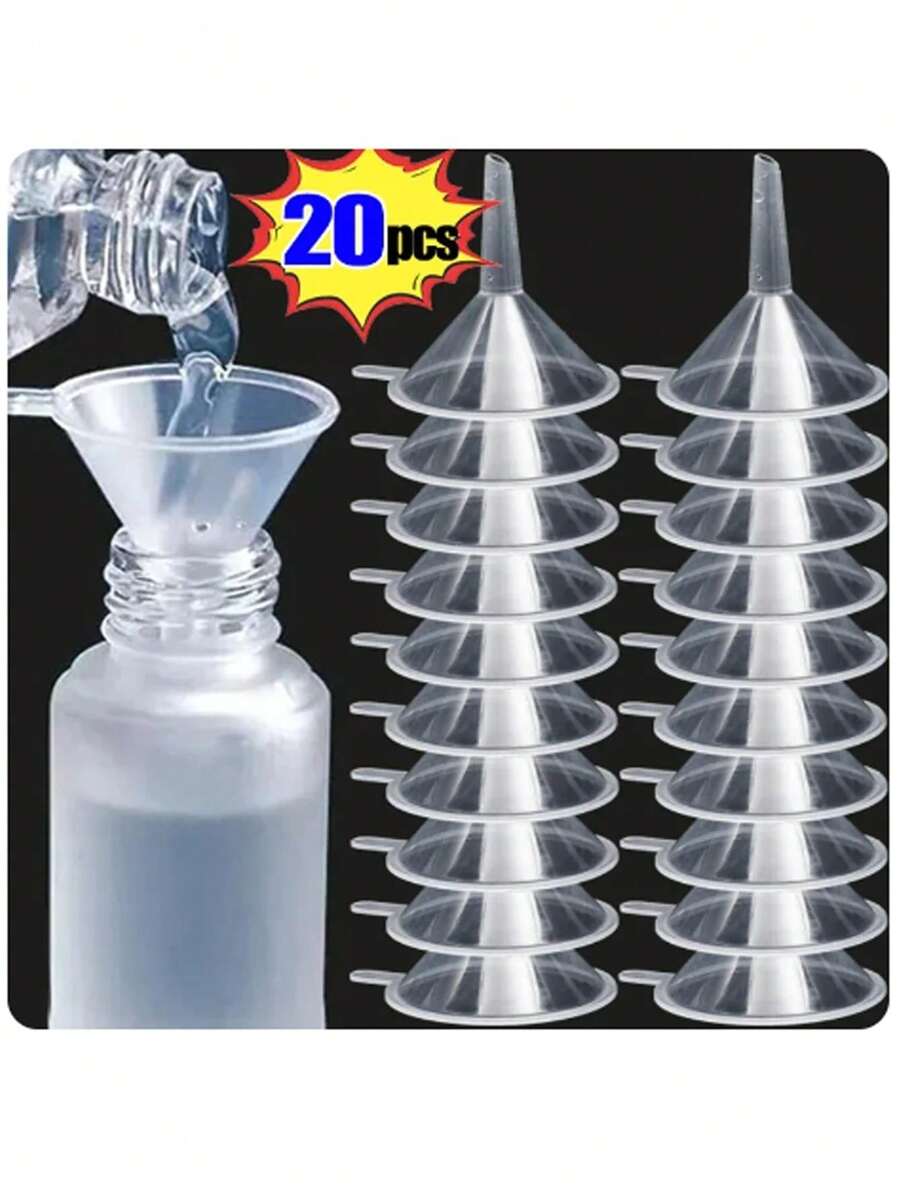 20/30Pcs Mini Clear Funnel Plastic Small Funnel Set For Perfumes Powder ...