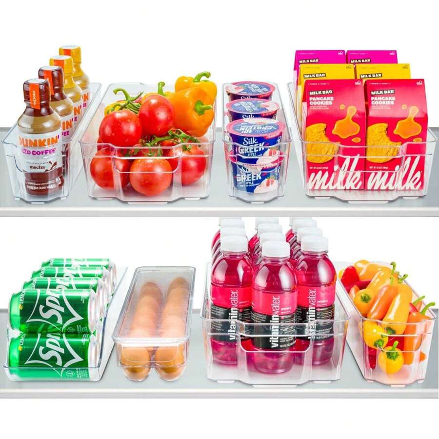 Set Of 8 Refrigerator Pantry Organizer Bins - Clear Food Storage ...