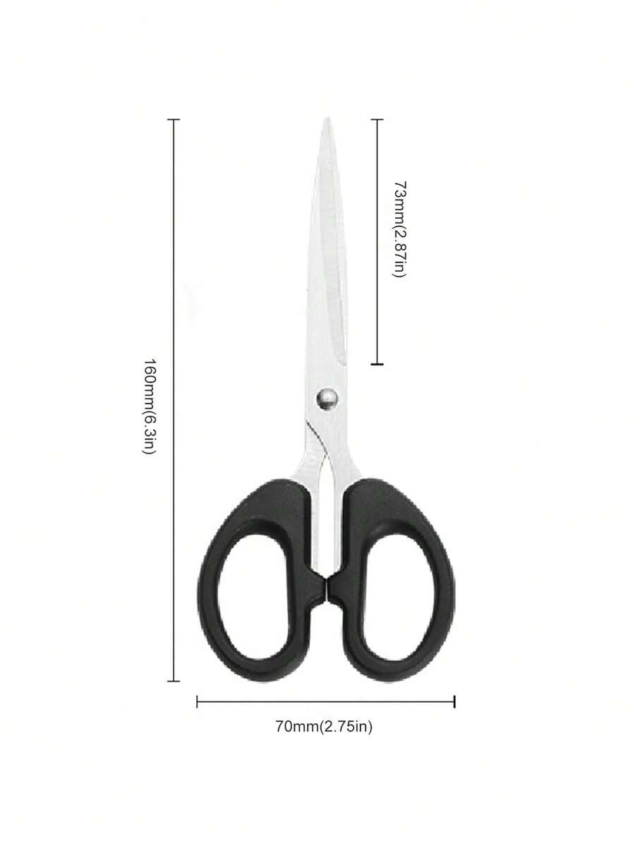 1pc Black & White Stainless Steel Household Scissors, Kids' Scissors ...