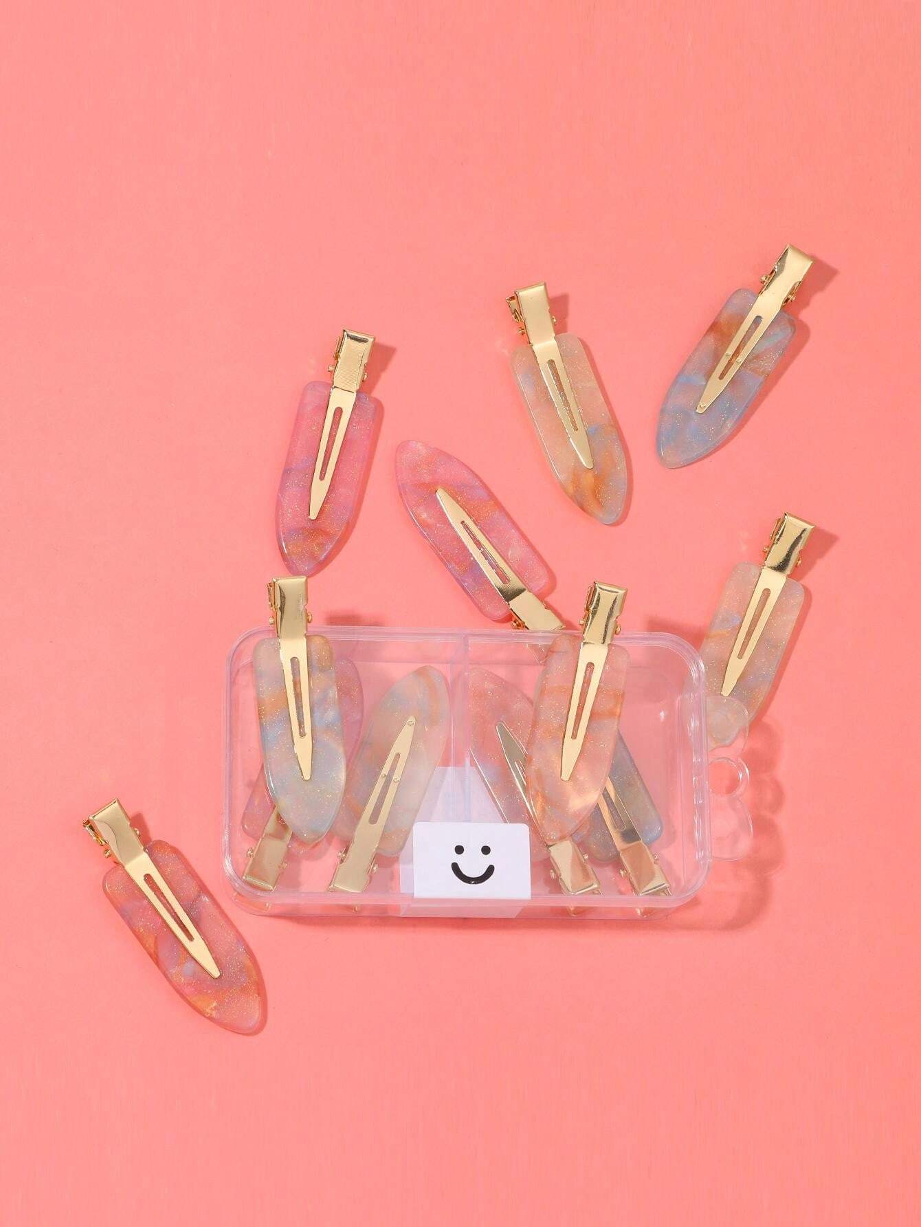 12pcs Hair Clips Set Trendy Color Acrylic No Mark Hair Clips With ...