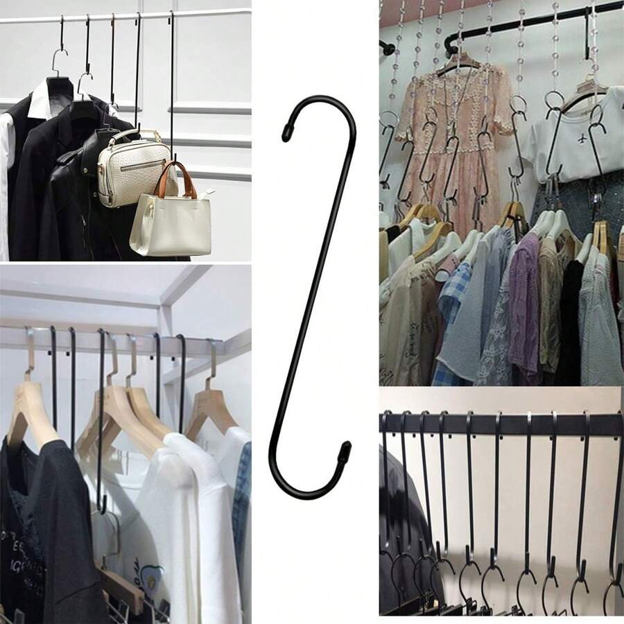 5 Pack 10 Inch Extra Large Rust Prevention S Hook Black Heavy Duty For ...