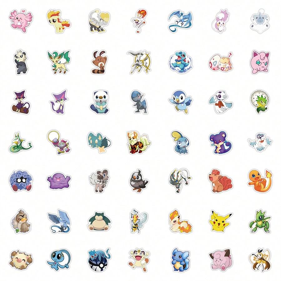 50Pcs/Set Pokemon Stickers No Repeat Kawaii Pikachu Skateboard Bicycle ...