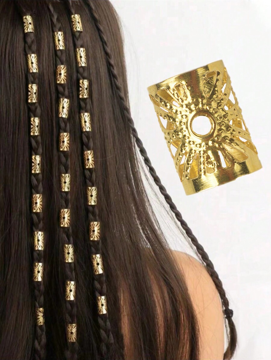 30pcs Personalized Golden Metal Braid Hair Jewelry With Beads And ...