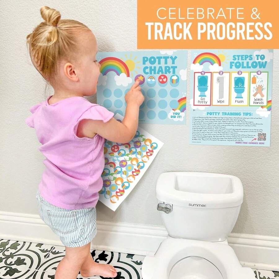 Rainbow Potty Training Chart Girls - Potty Training Sticker Chart For ...